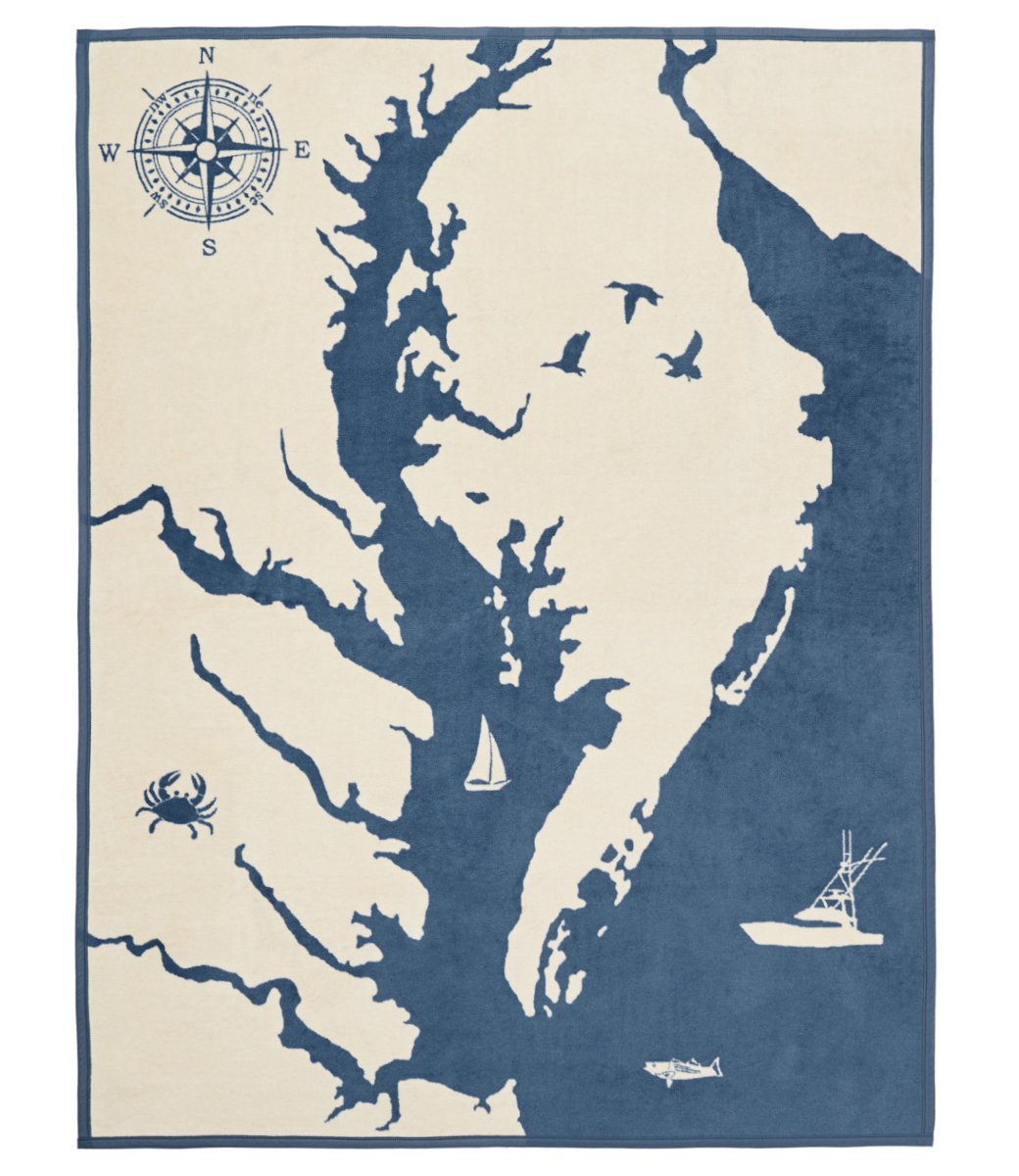 Chesapeake Bay Map Throw Blanket | ChappyWrap